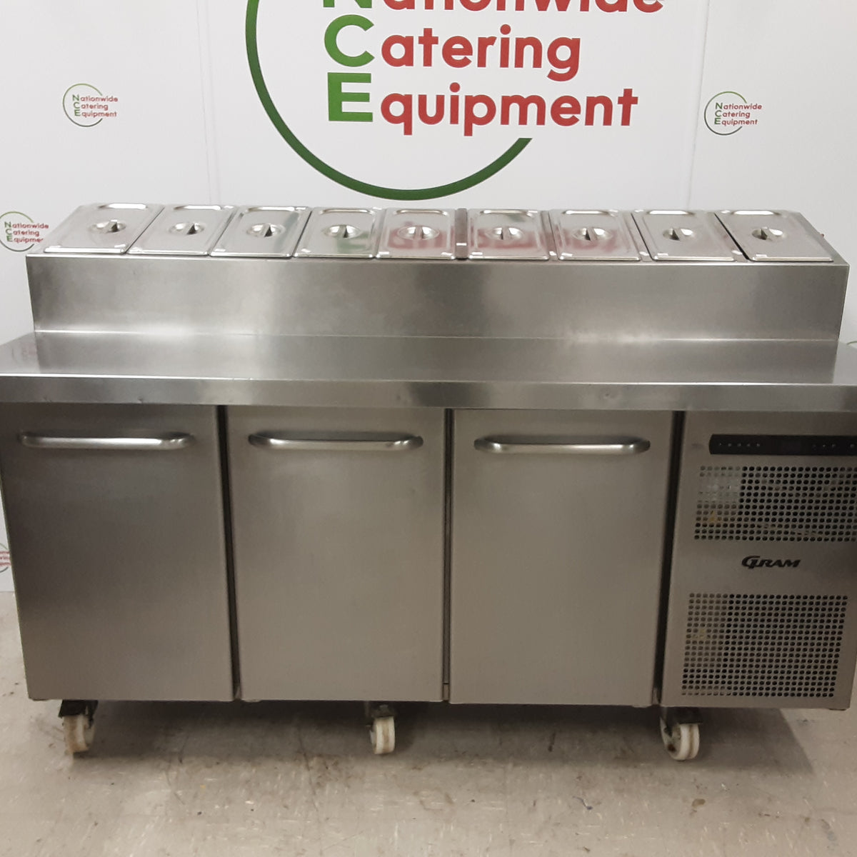 Gram Three Door Counter Fridge With Toppings Opening, Extra Deep Workt ...
