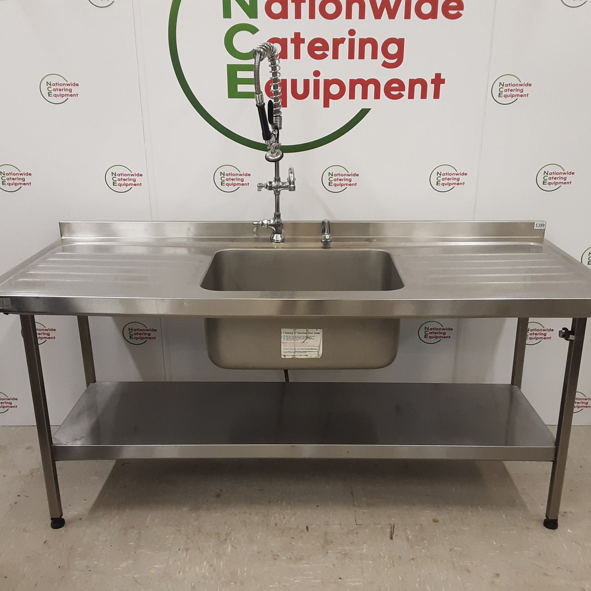Stainless Steel Single Sink With Twin Drainers & Pre-Wash Spray, 180cm ...