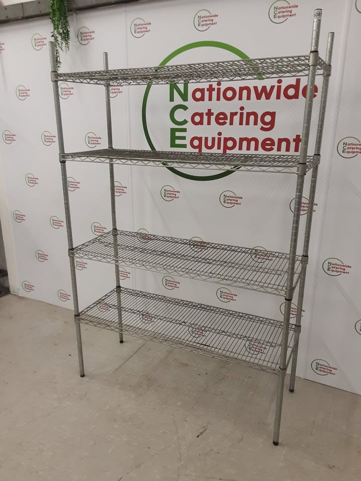 Vogue Wire Shelving Unit- Galvanised, Four Tier, 121x46cm (NCE6085 ...
